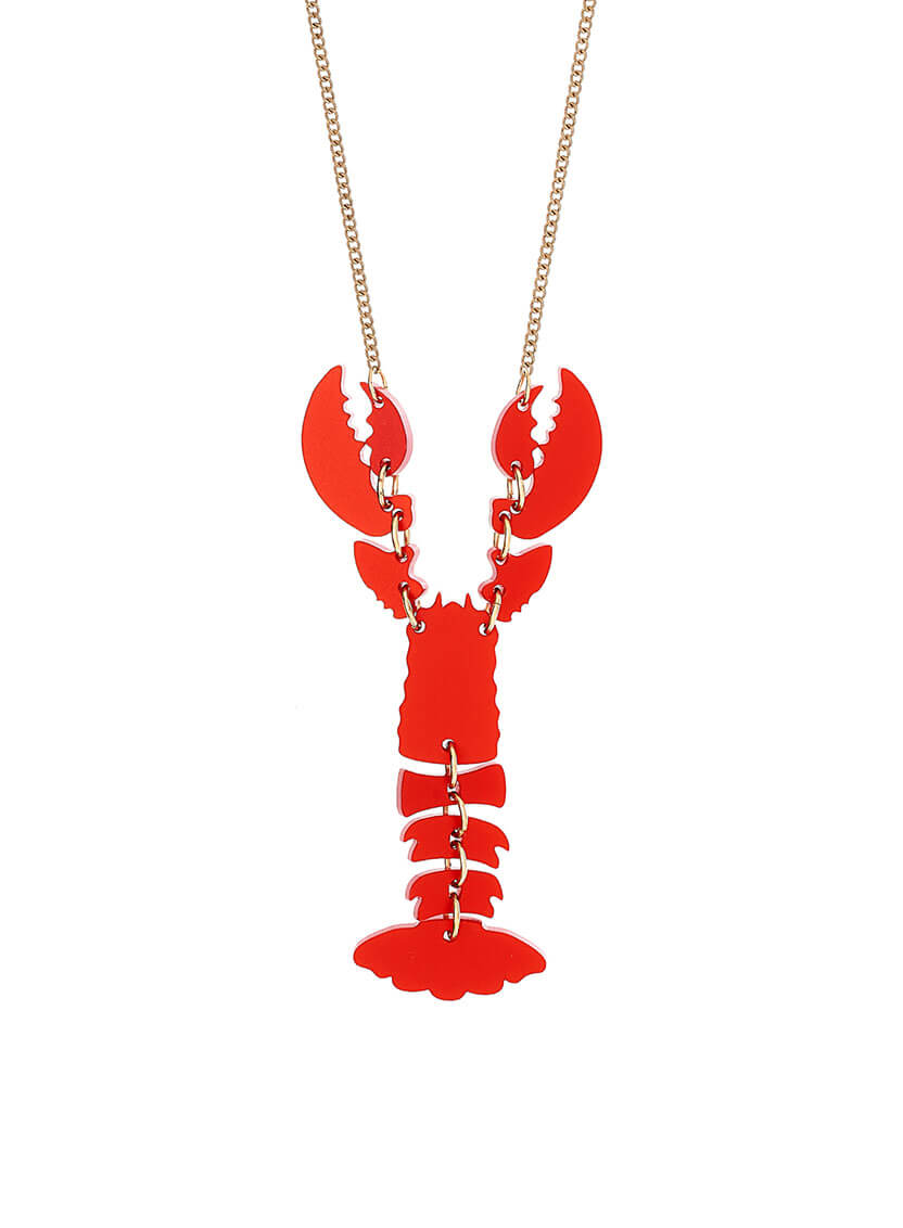 Red Lobster Necklace in Ruby Shimmer Acrylic | Tatty Devine – Tatty Devine