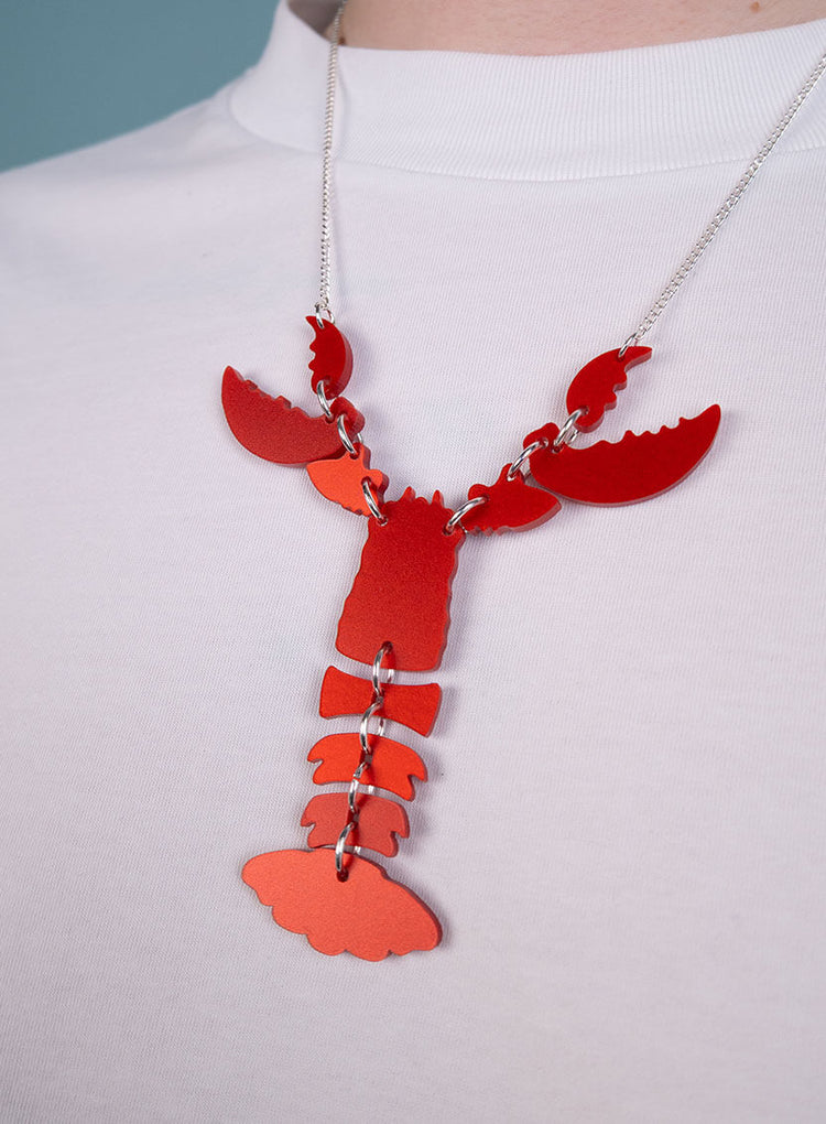 Red Lobster Necklace in Ruby Shimmer Acrylic | Tatty Devine – Tatty Devine