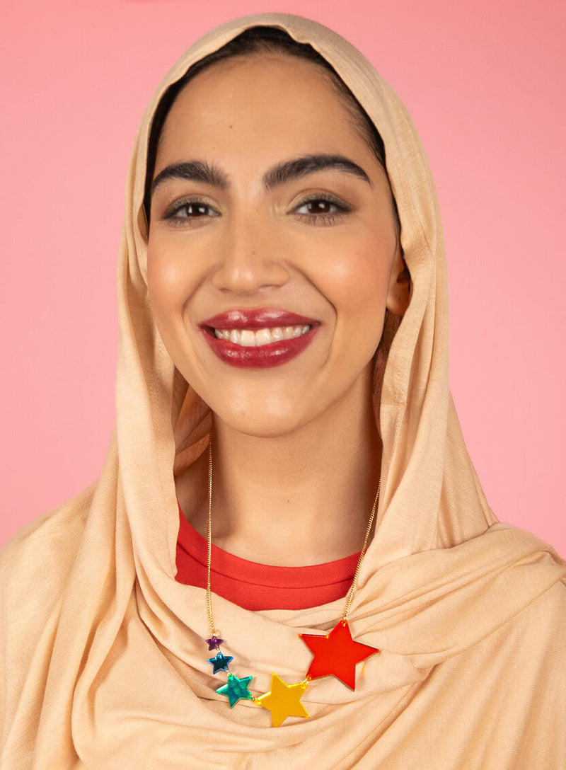 Multi Colour Shooting Star Necklace in Mirror Acrylic | Tatty Devine ...