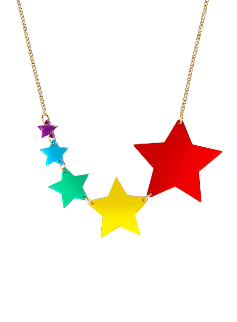 Multi Colour Shooting Star Necklace in Mirror Acrylic | Tatty Devine ...