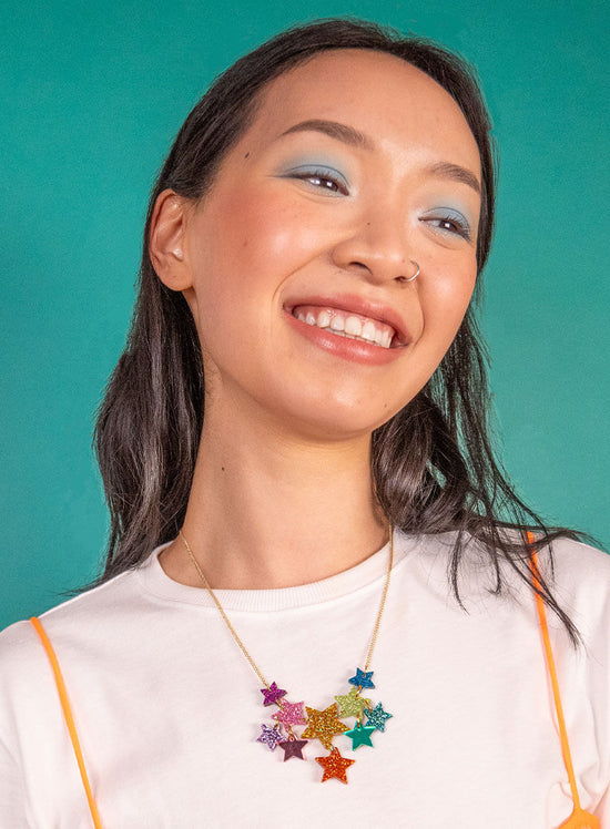 Super Star Necklace - Rainbow Glitter Acrylic Stars | Tatty Devine ...