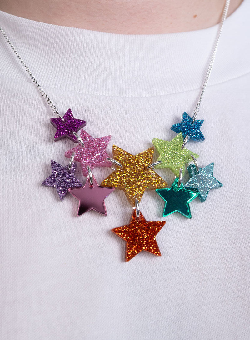 Super Star Necklace - Rainbow Glitter Acrylic Stars | Tatty Devine ...