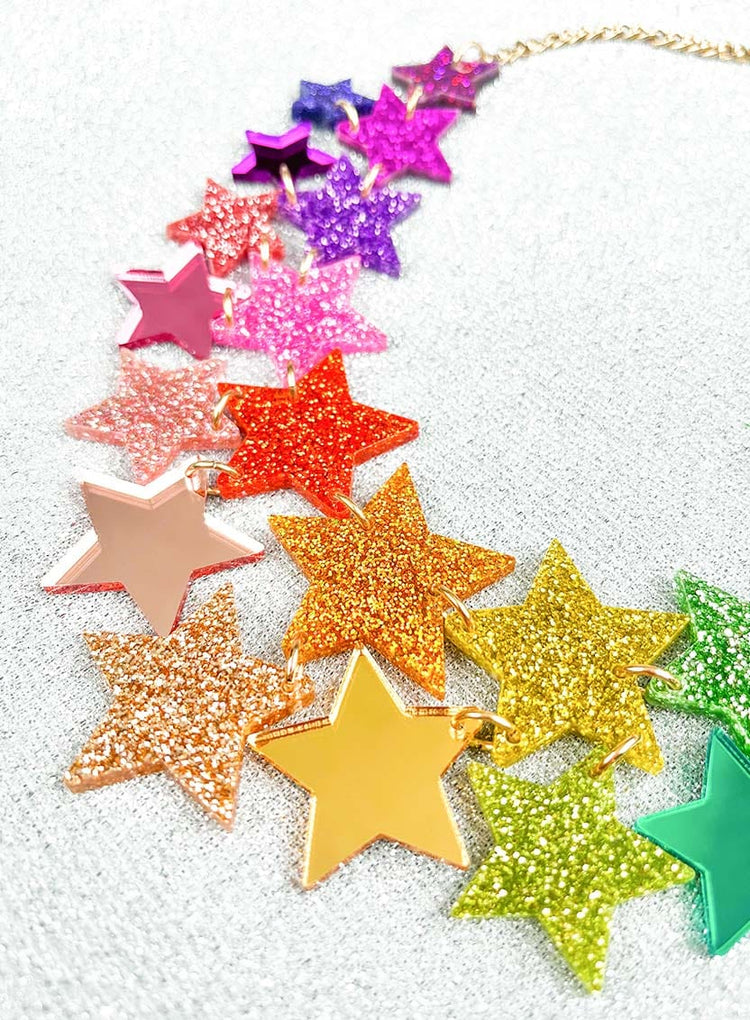 Super Star Rainbow Glitter Statement Necklace | Tatty Devine – Tatty Devine